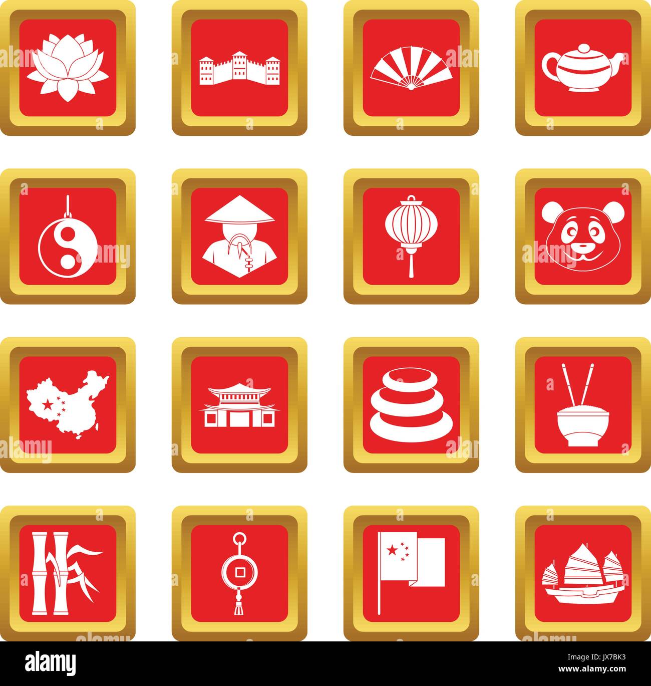 China travel symbols icons set red Stock Vector Image & Art - Alamy