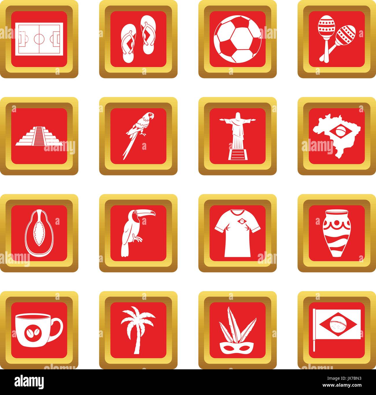 Brazil travel symbols icons set red Stock Vector Image & Art - Alamy