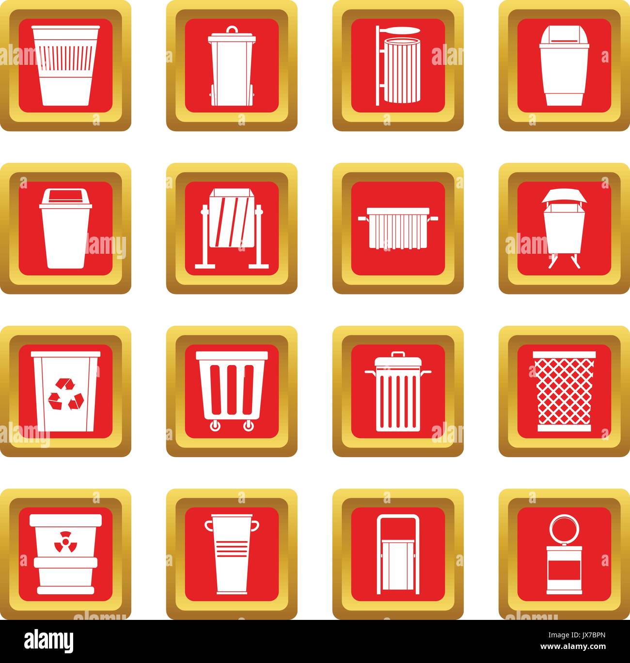 Garbage container icons set red Stock Vector Image & Art - Alamy