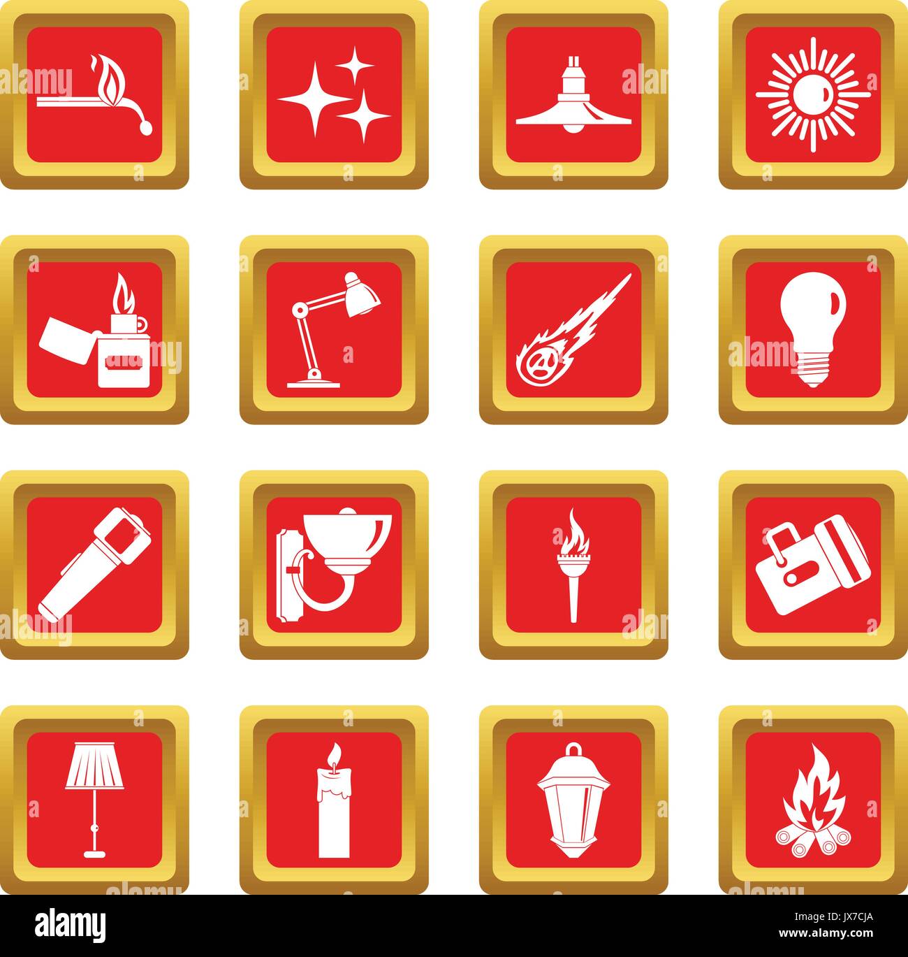 Light source symbols icons set red Stock Vector Image & Art - Alamy