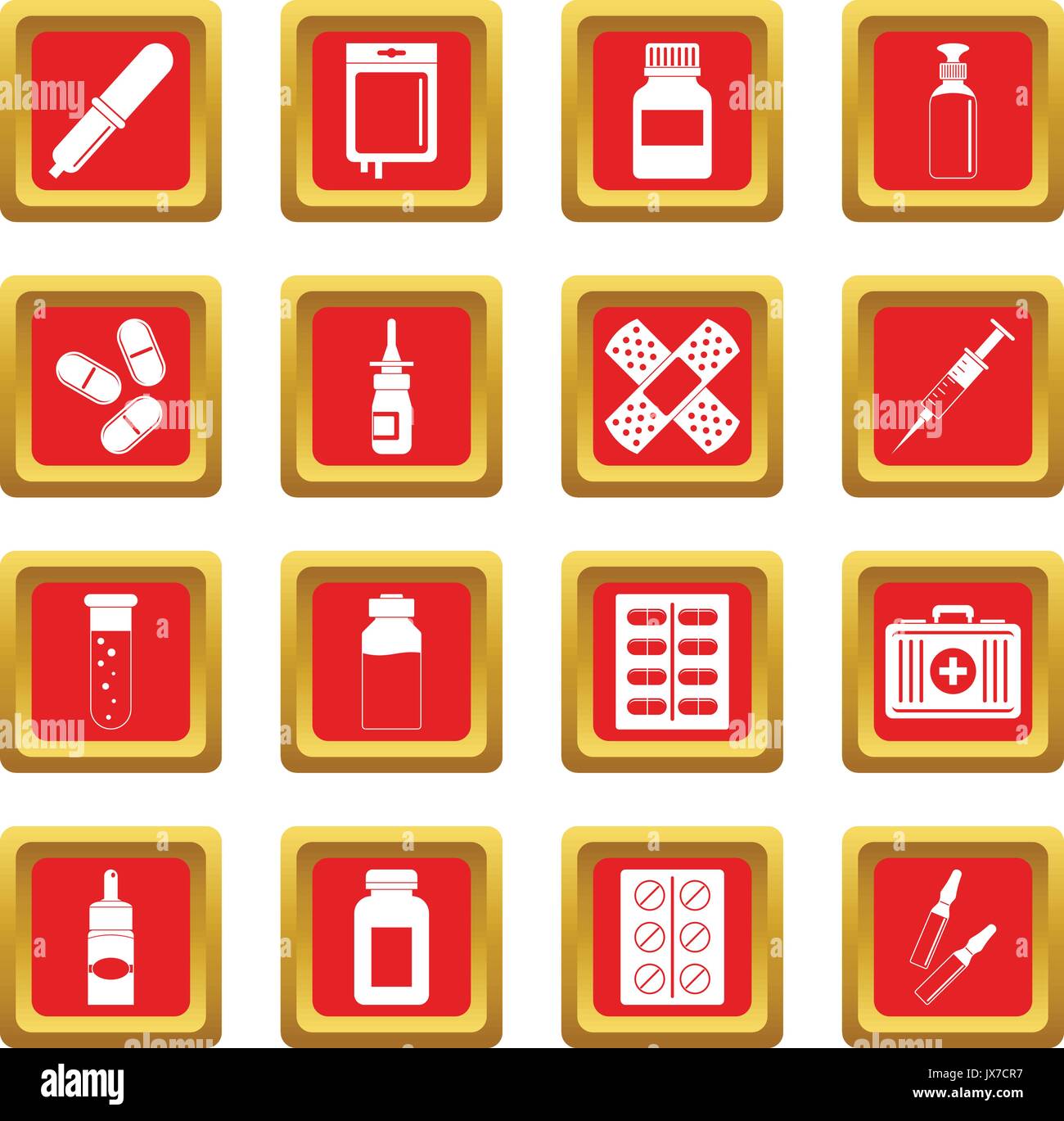 Different drugs icons set red Stock Vector Image & Art - Alamy