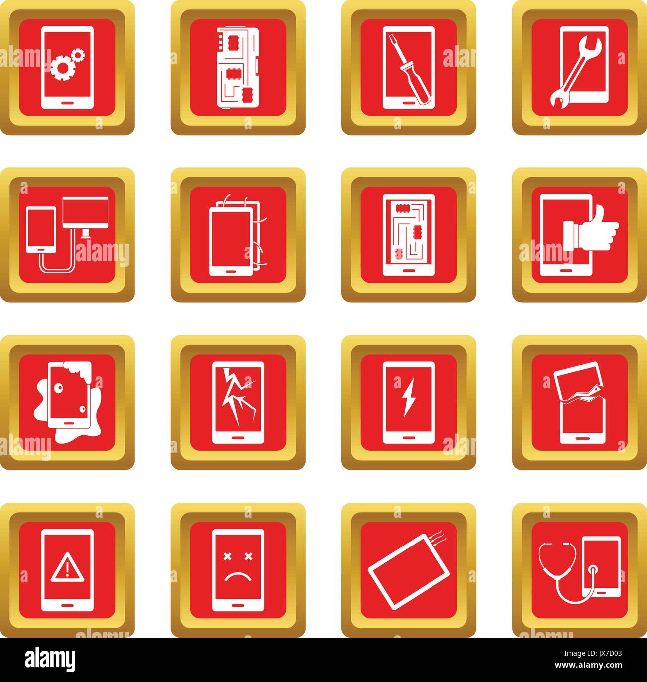 Device repair symbols icons set red Stock Vector Image & Art - Alamy