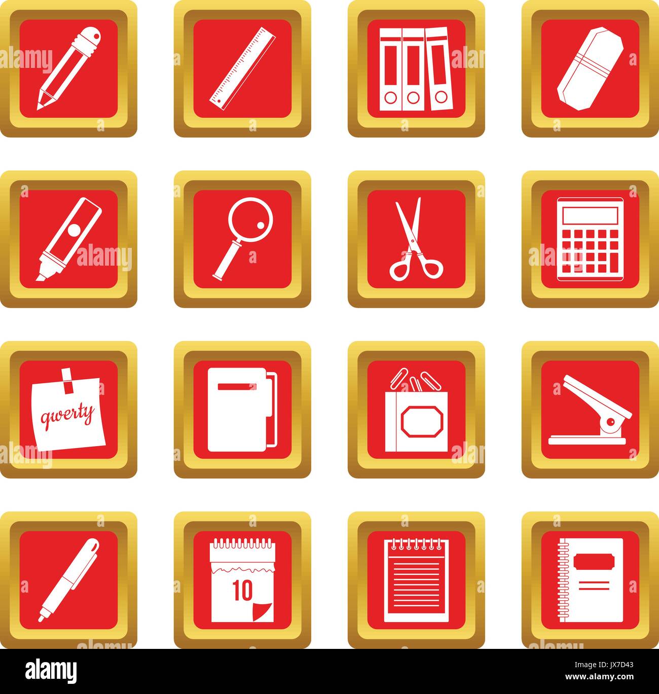 Stationery symbols icons set red Stock Vector Image & Art - Alamy