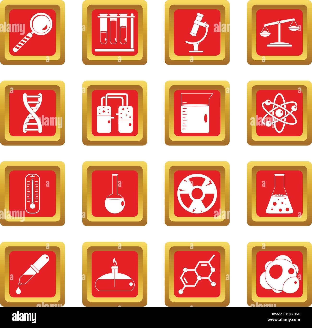 Chemical laboratory icons set red Stock Vector Image & Art - Alamy