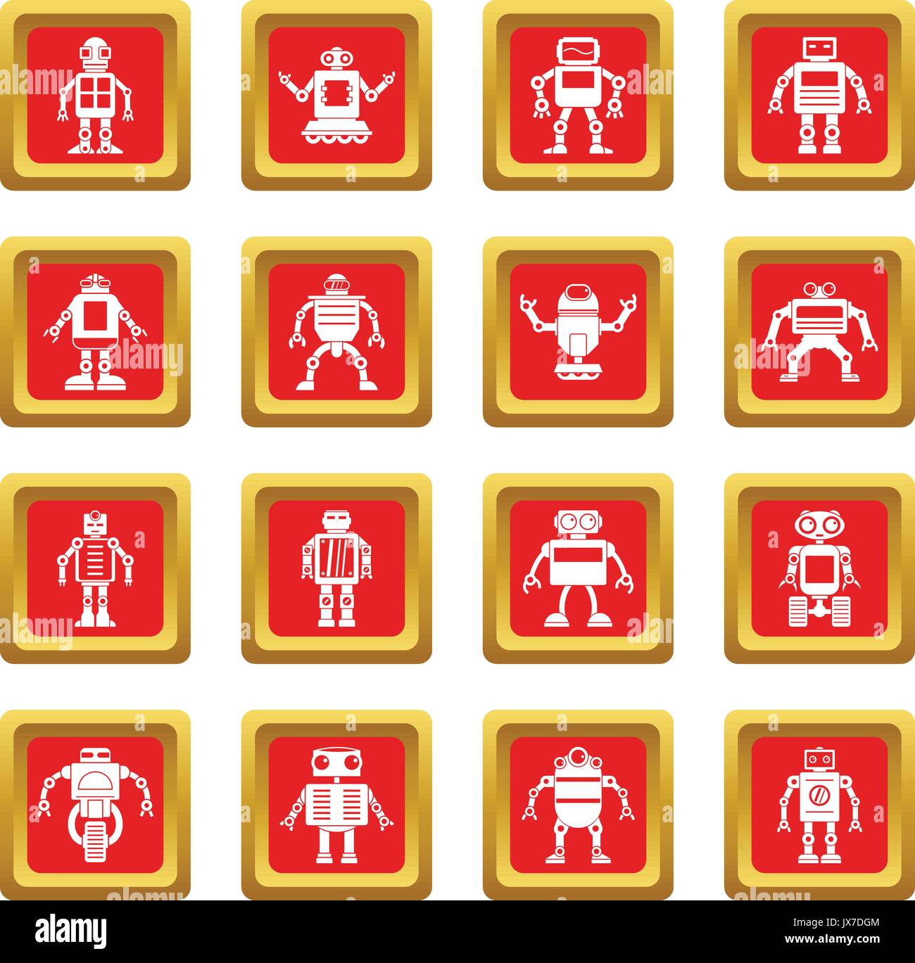 Robot icons set red Stock Vector Image & Art - Alamy