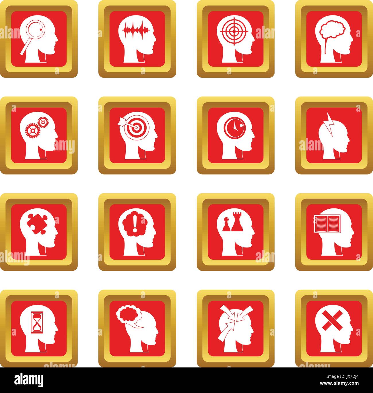 Head logos icons set red Stock Vector Image & Art - Alamy