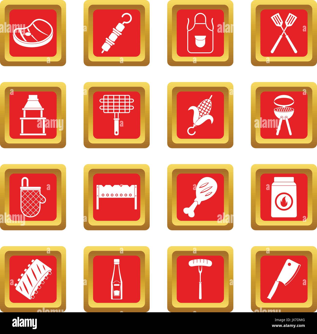 BBQ food icons set red Stock Vector Image & Art - Alamy