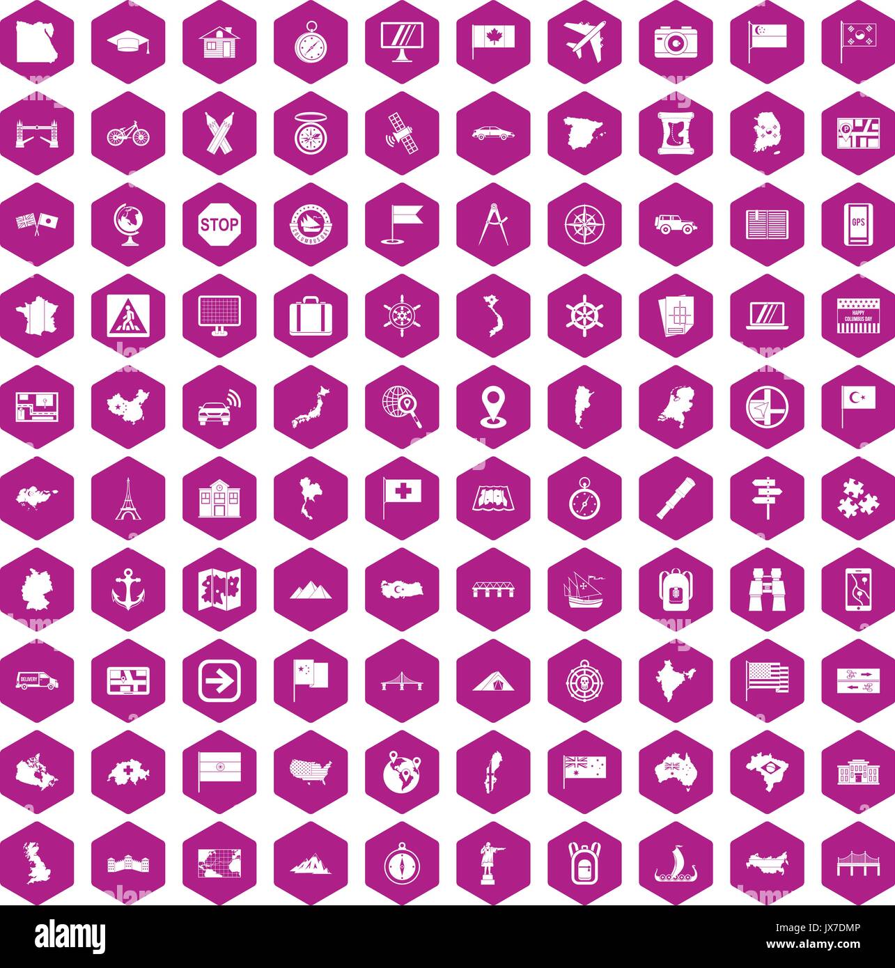 100 cartography icons hexagon violet Stock Vector Image & Art - Alamy