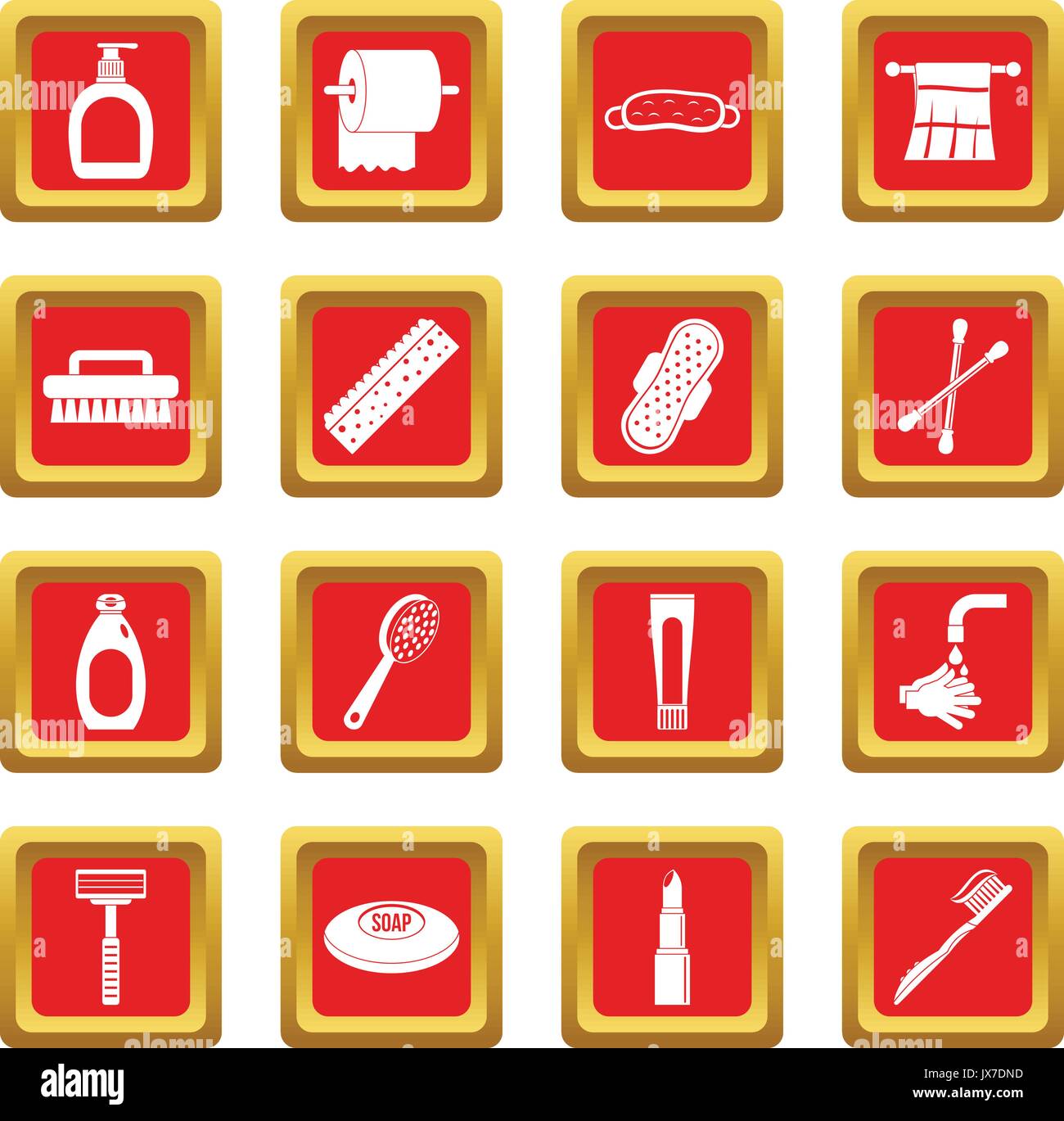 Hygiene tools icons set red Stock Vector Image & Art - Alamy