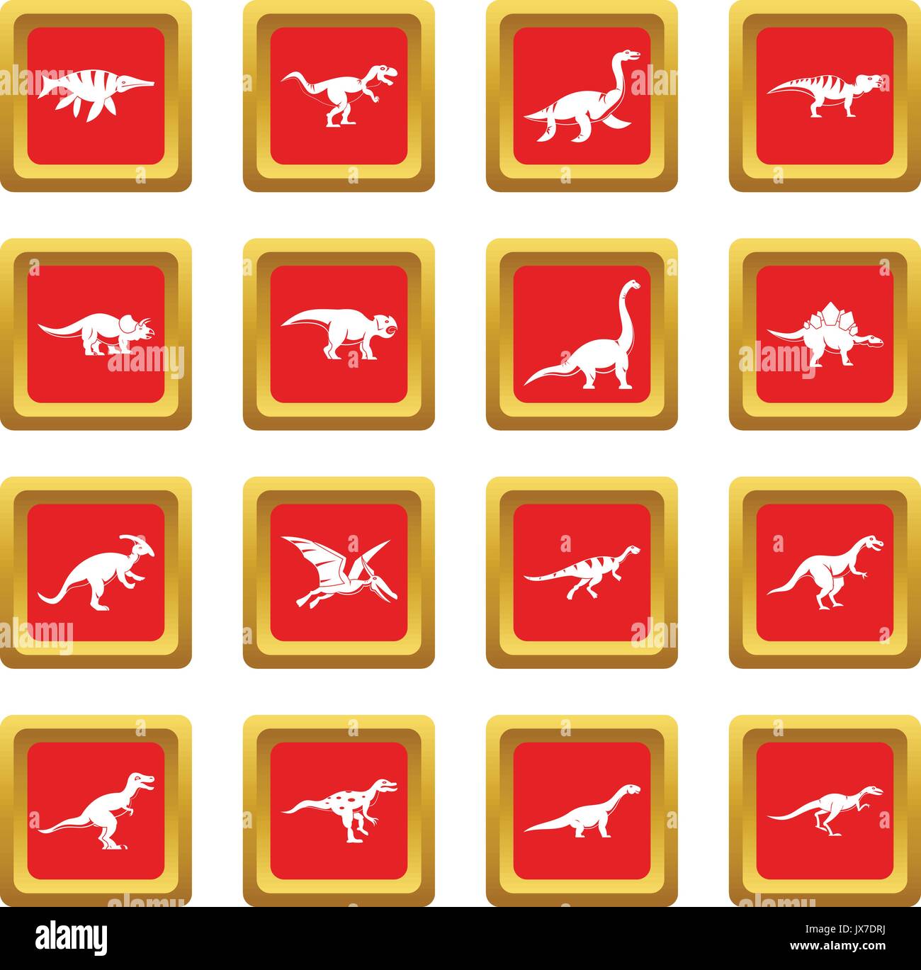Dinosaur icons set red Stock Vector Image & Art - Alamy