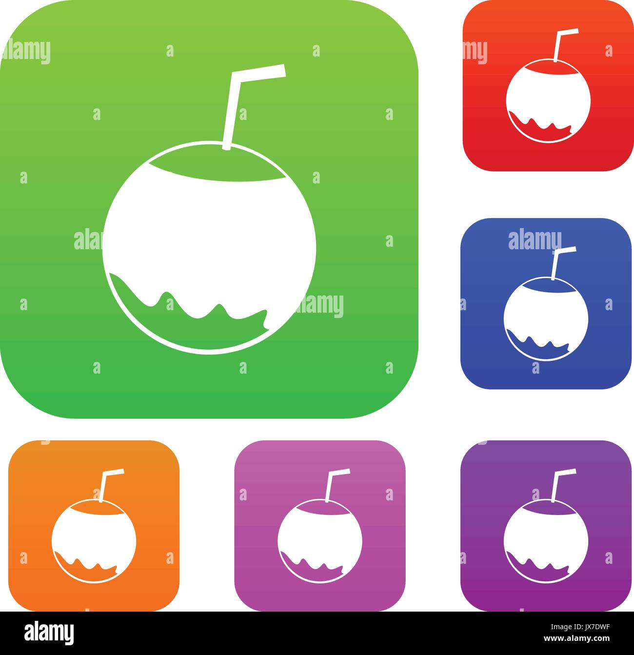 Coconut with straw set collection Stock Vector Image & Art - Alamy