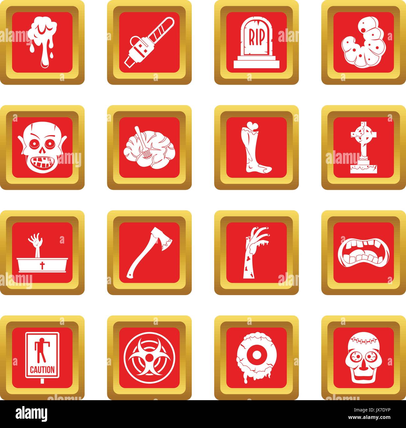 Zombie icons set red Stock Vector Image & Art - Alamy