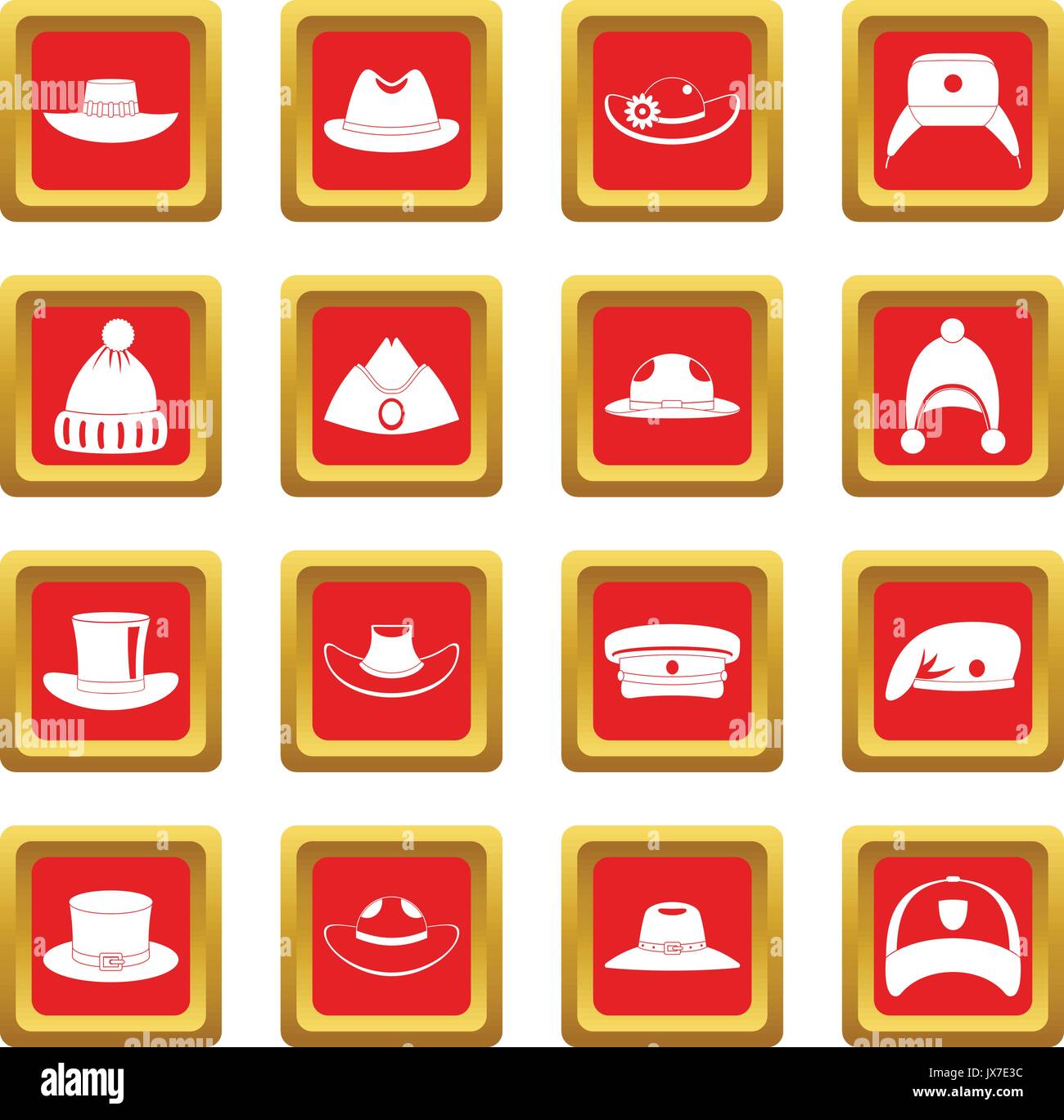 Headdress hat icons set red Stock Vector Image & Art - Alamy