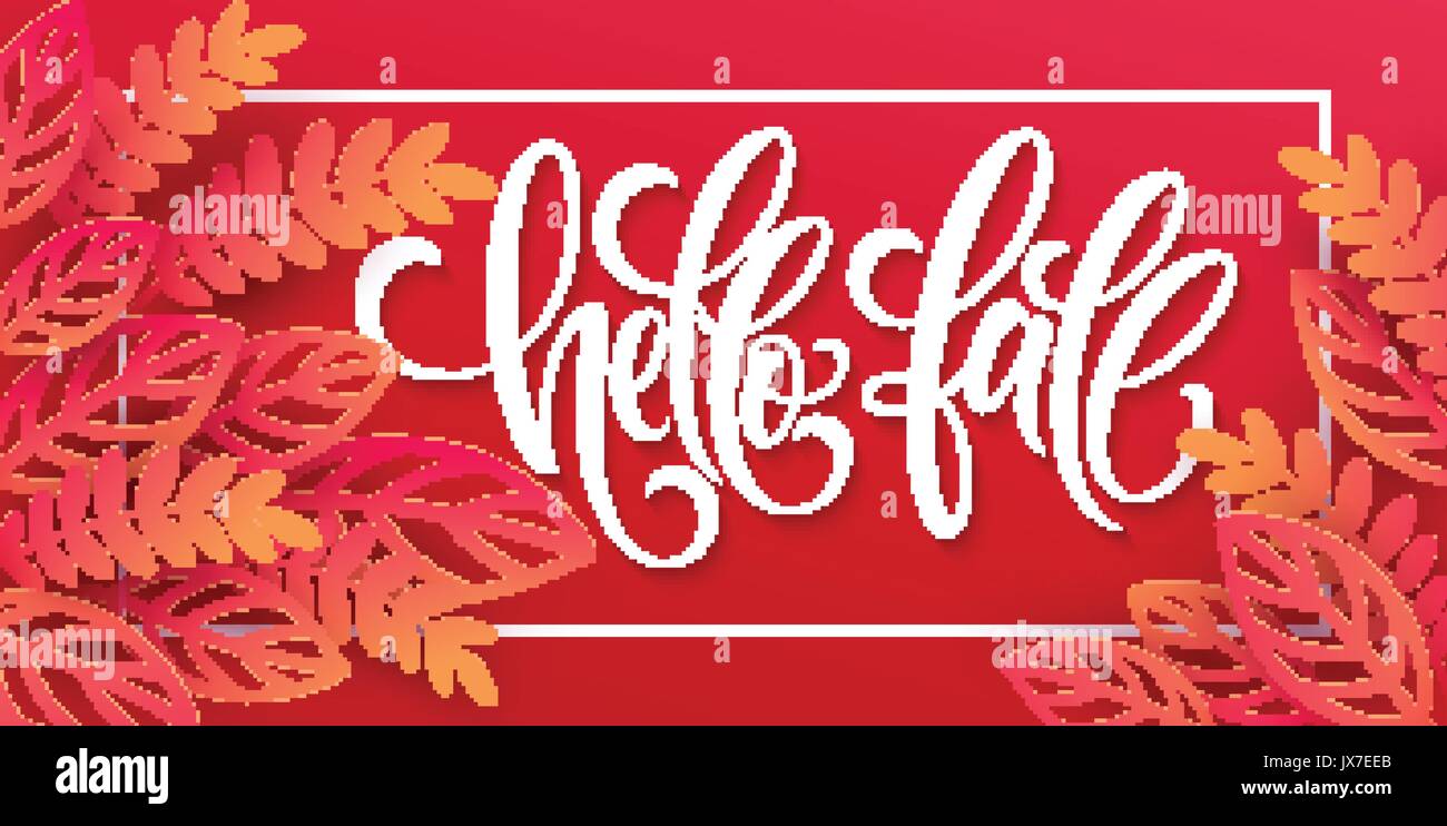 Fall sale background design with colorful paper cut autumn leaves ...