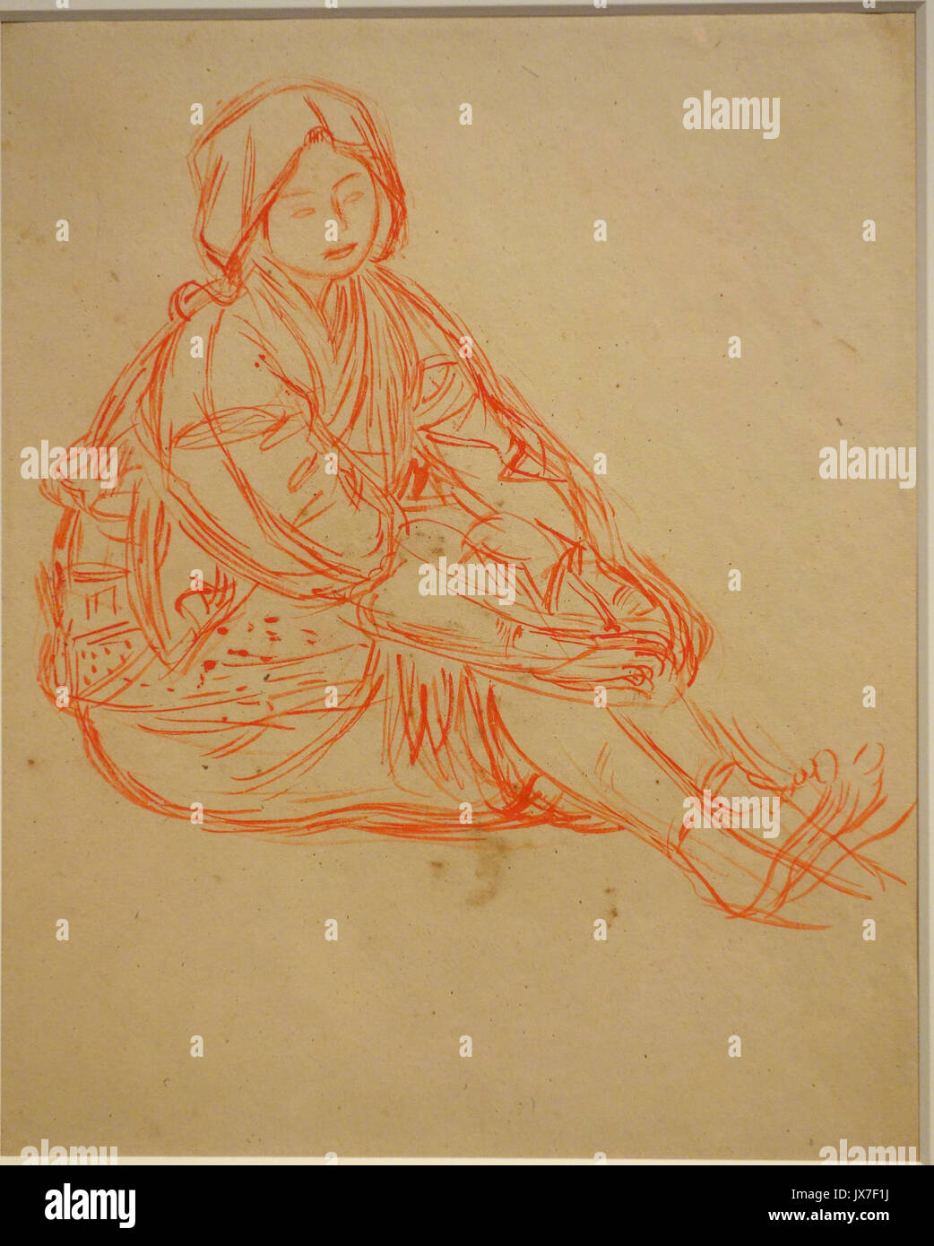 Sketch for Ohara me, No 5, by Bakusen Tsuchida, c 1924, cinnabar on ...