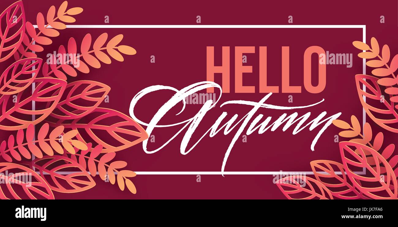 Fall sale background design with colorful paper cut autumn leaves ...