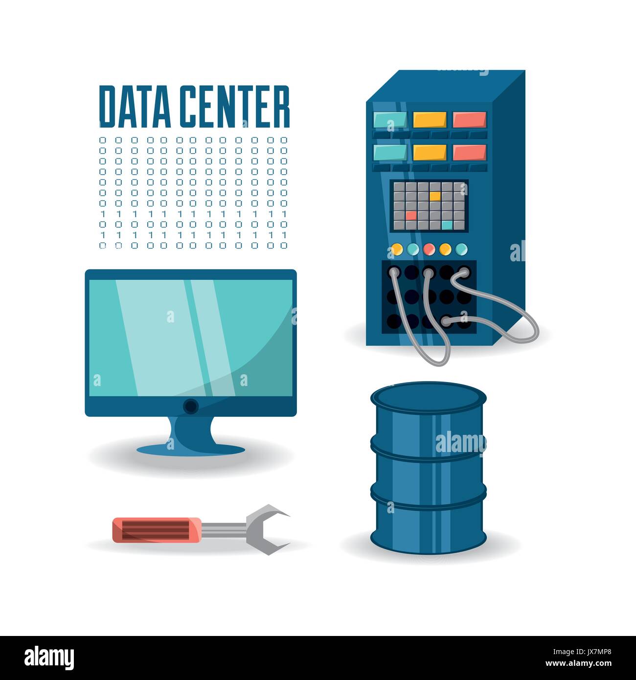 set icon computer wrench database and data center Stock Vector Image ...