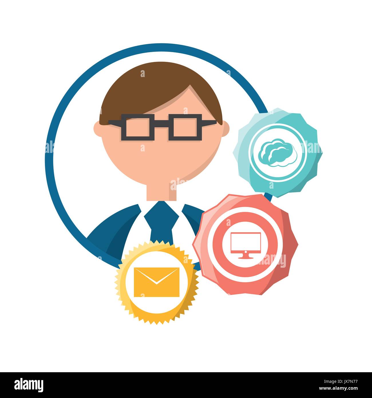 Man working computer commerce Stock Vector Images - Alamy