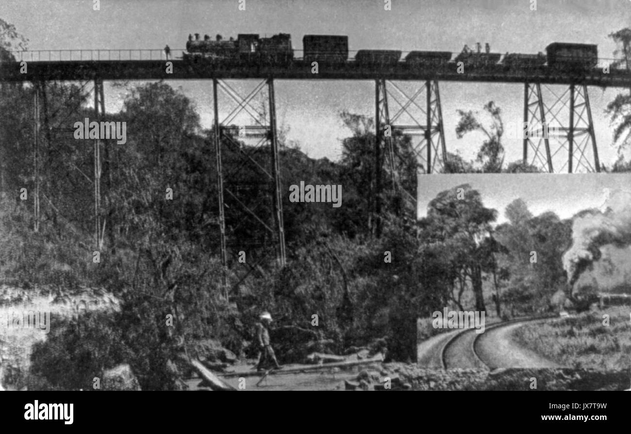 Train on Uganda Railway bridge c1910 Stock Photo - Alamy
