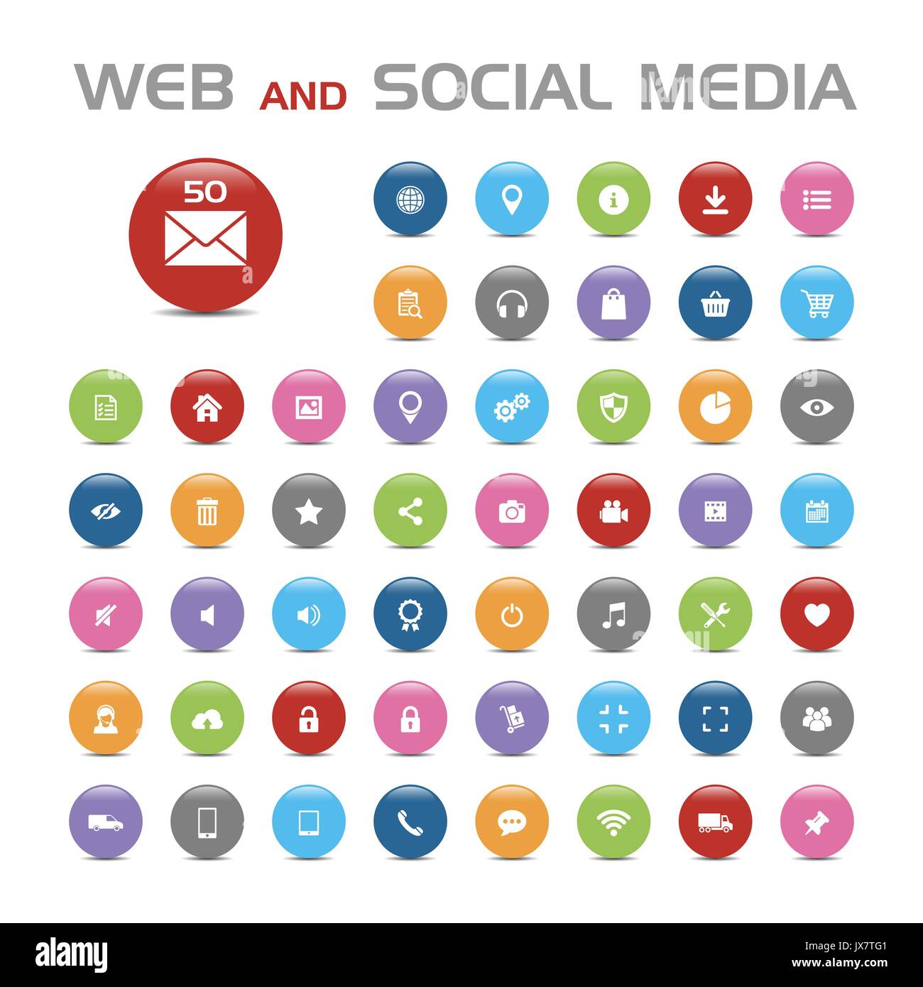 50 Social media buble icons on white background Stock Vector Image ...