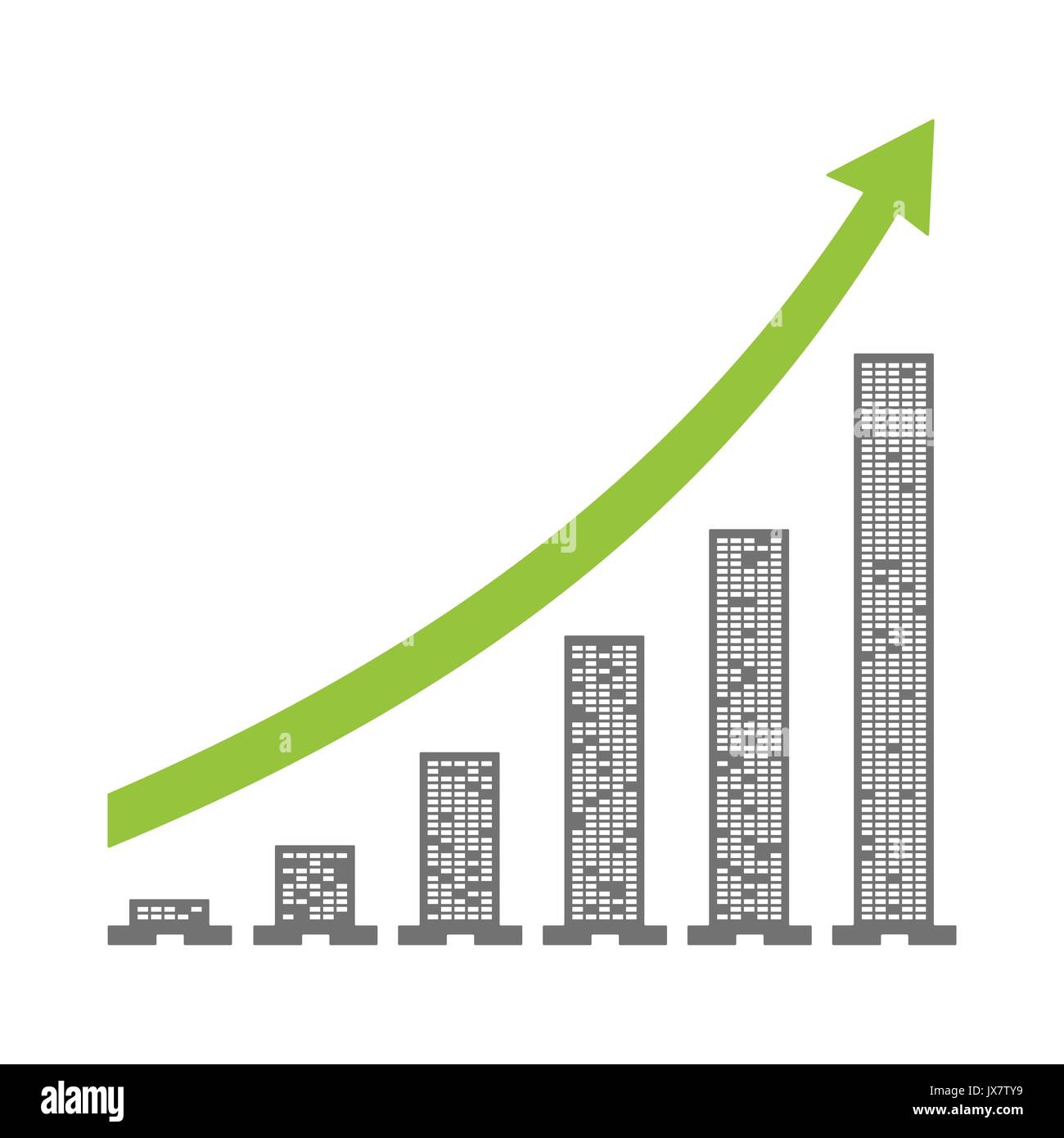 Benefit graph with buildings illustration Stock Vector Image & Art - Alamy