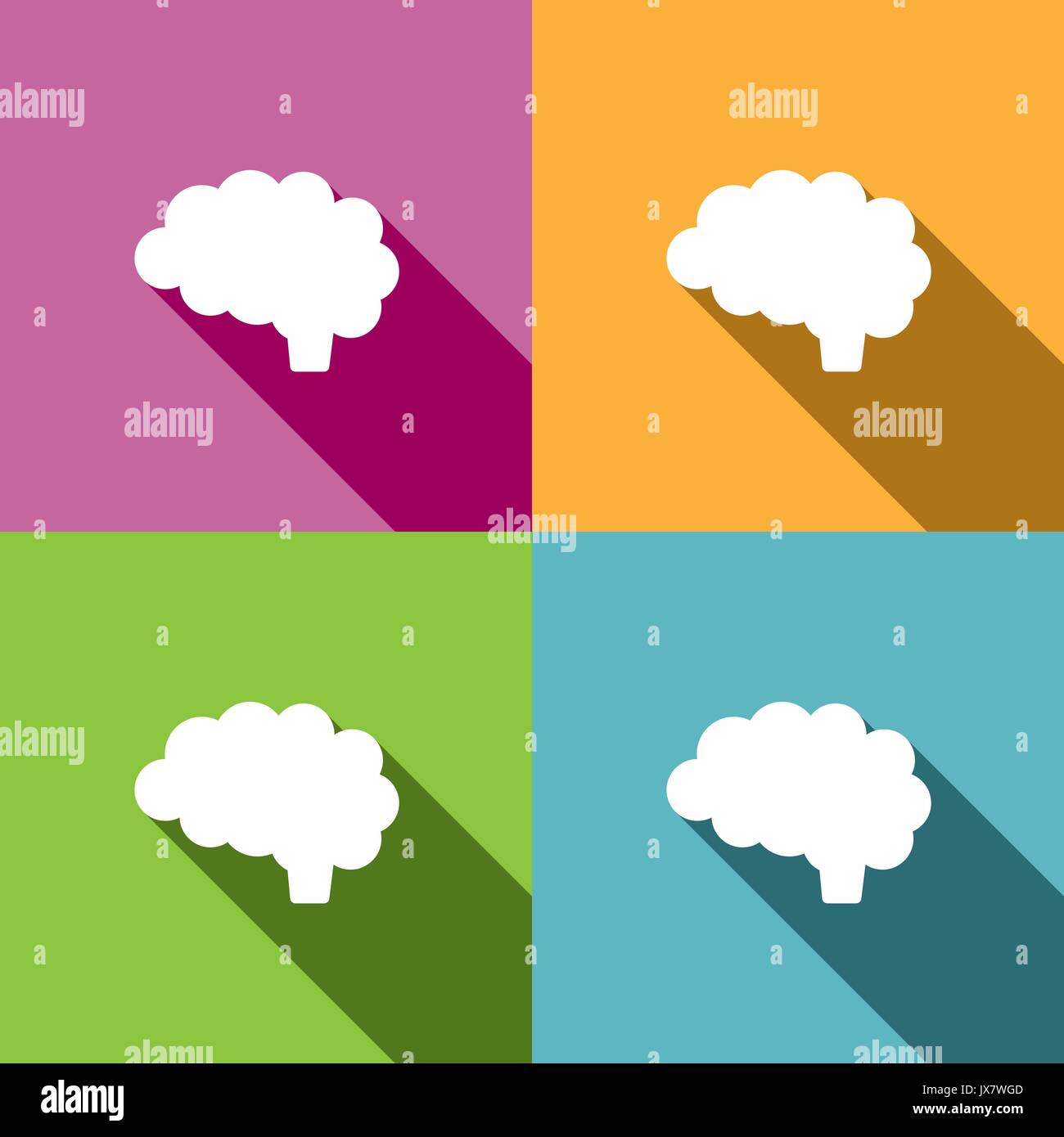 Brain icon with shade on different colors illustration Stock Vector ...