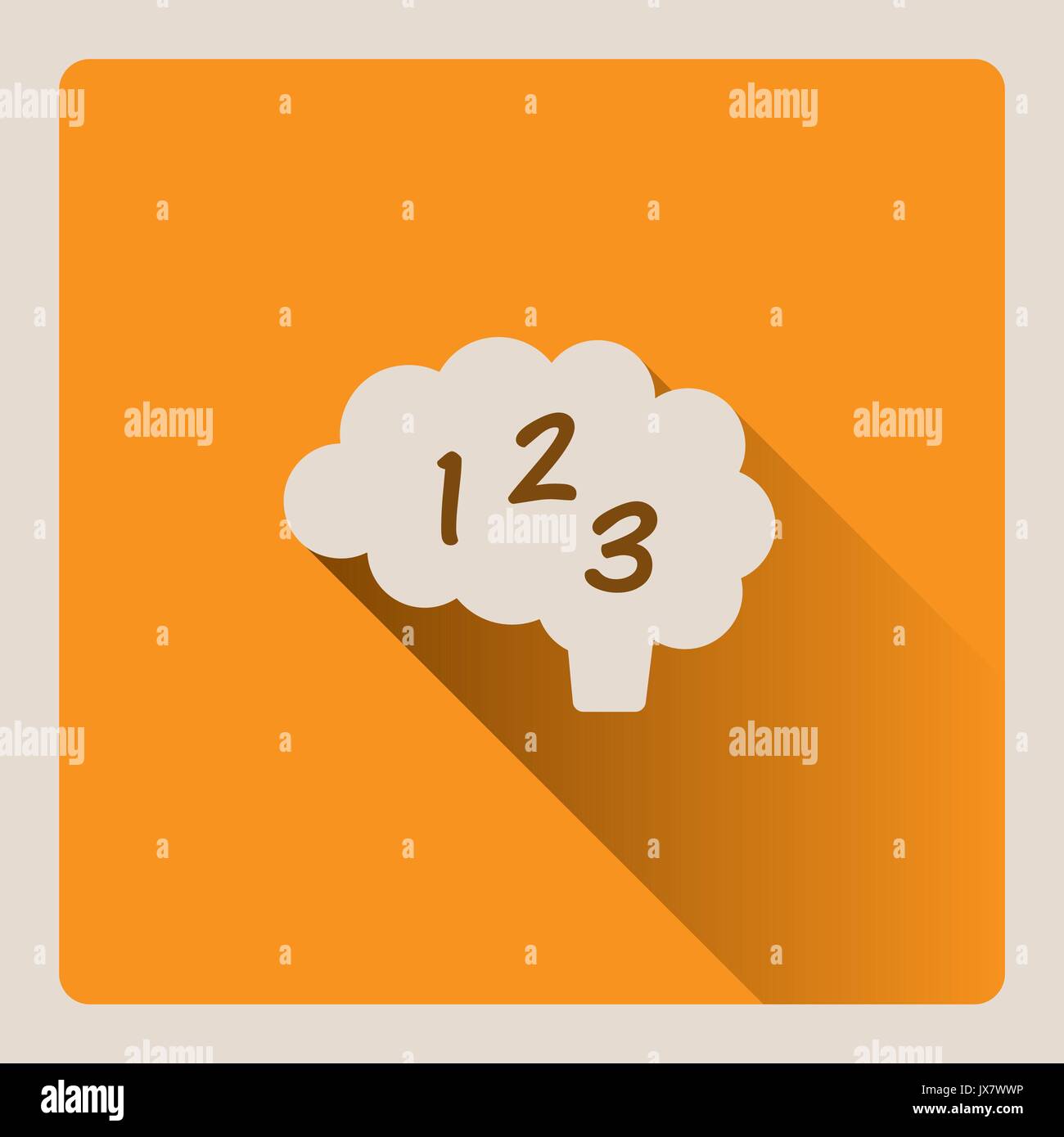Brain thinking in mathematics illustration on yellow square background ...
