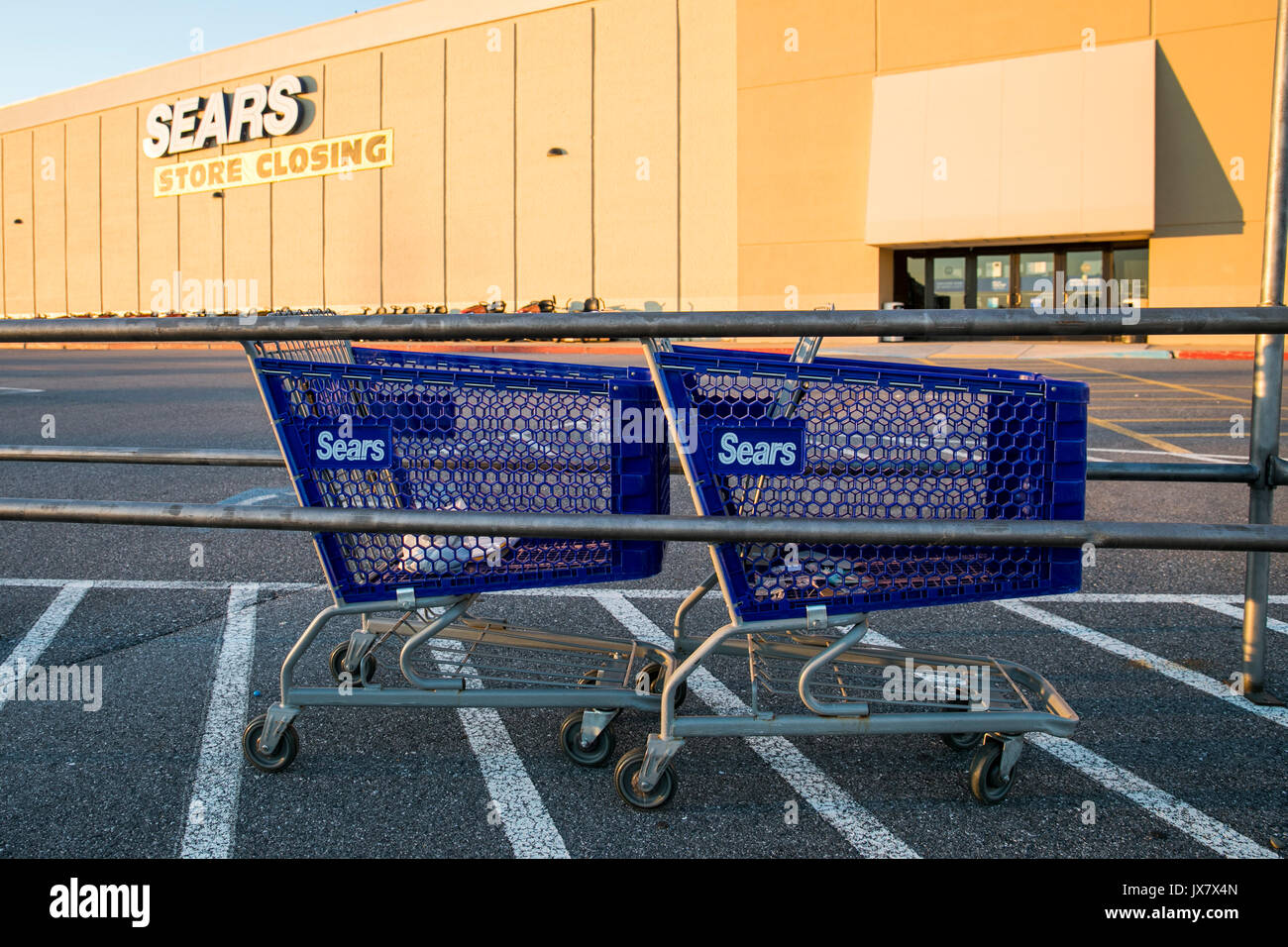 A Sears retail store with a "Store Closing" banner in Hagerstown ...