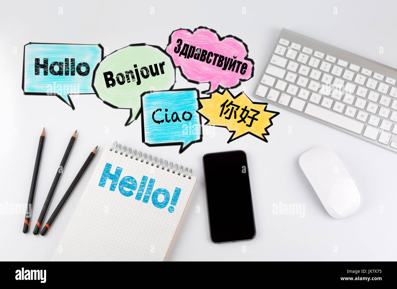 Hello word cloud in different languages of the world, background ...