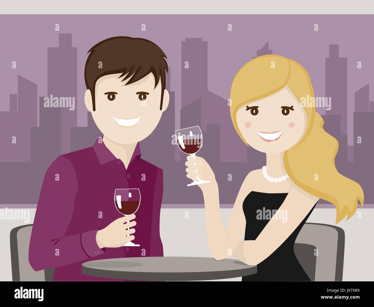 Romantic couple in love drinking Stock Vector Images - Alamy