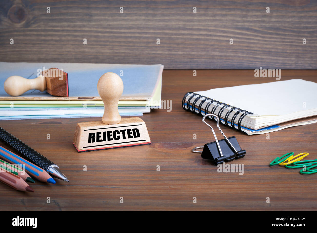 Rejected. Rubber Stamp on desk in the Office Stock Photo - Alamy