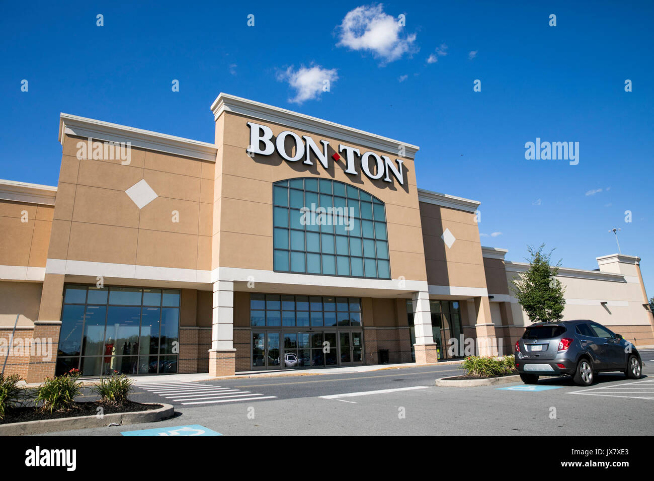 A logo sign outside of a The Bon-Ton retail store in Lancaster ...