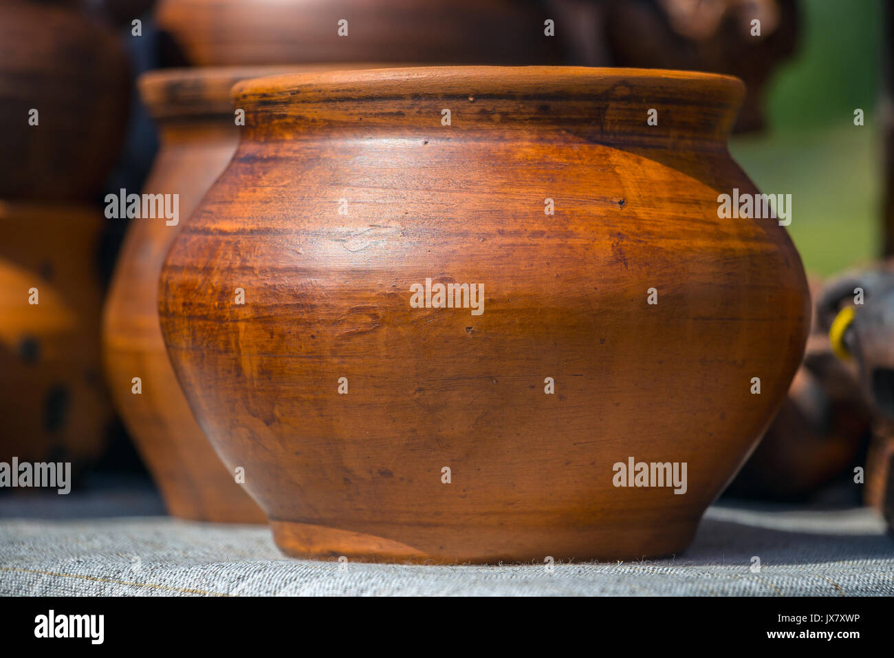 Wooden pot handmade Stock Photo - Alamy