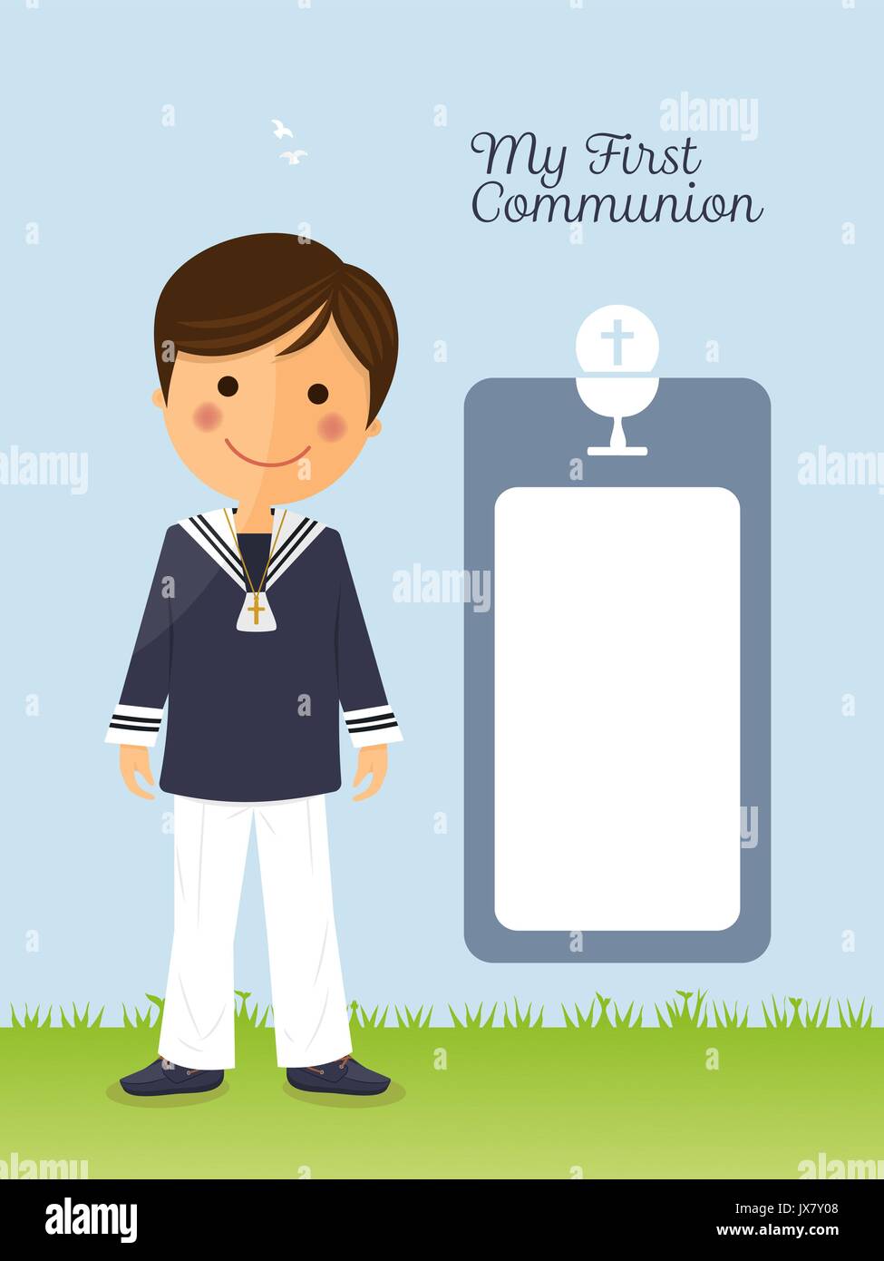 First communion child on vertical card Stock Vector Image & Art - Alamy
