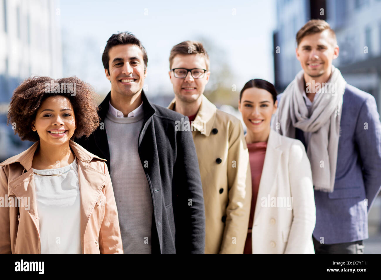 international group of people on city street Stock Photo - Alamy