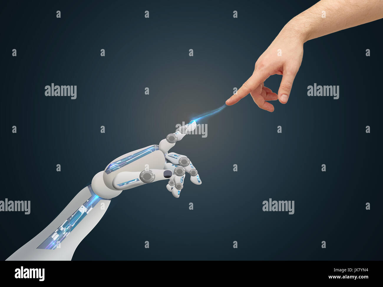 human and robot hands reaching to each other Stock Photo - Alamy