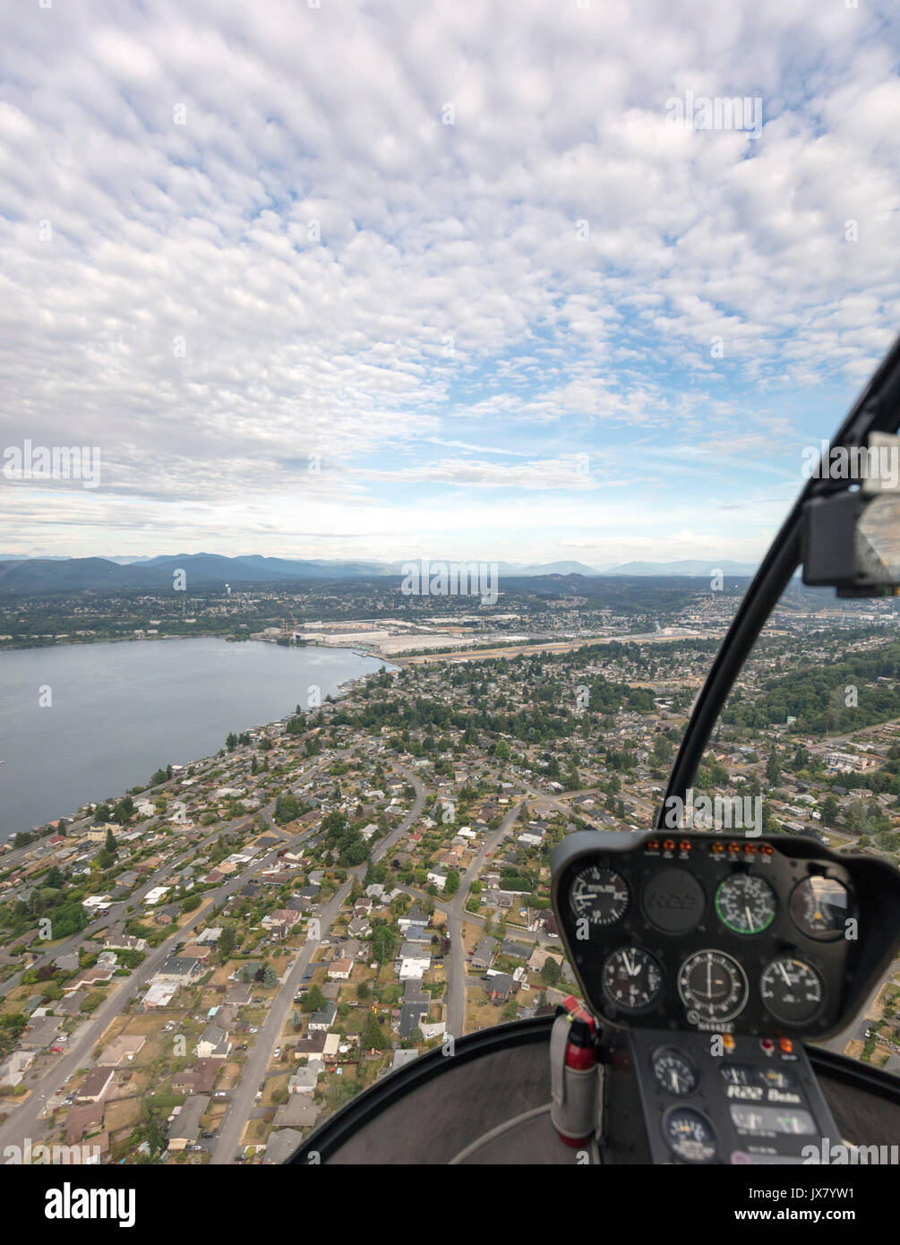 aerial view from helicopter of Bryn Mawr-Skyway and Renton, Washington ...