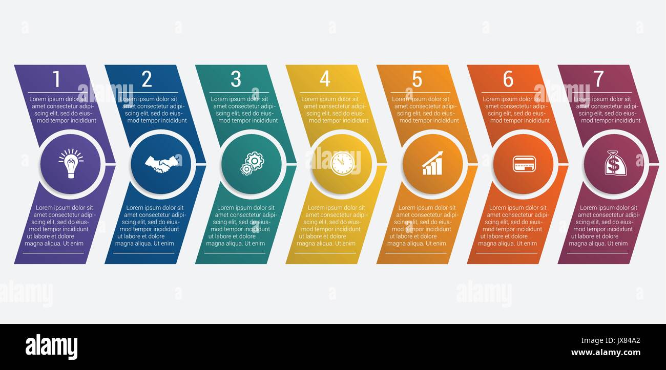 Horizontal numbered color arrows with text template infographic for ...