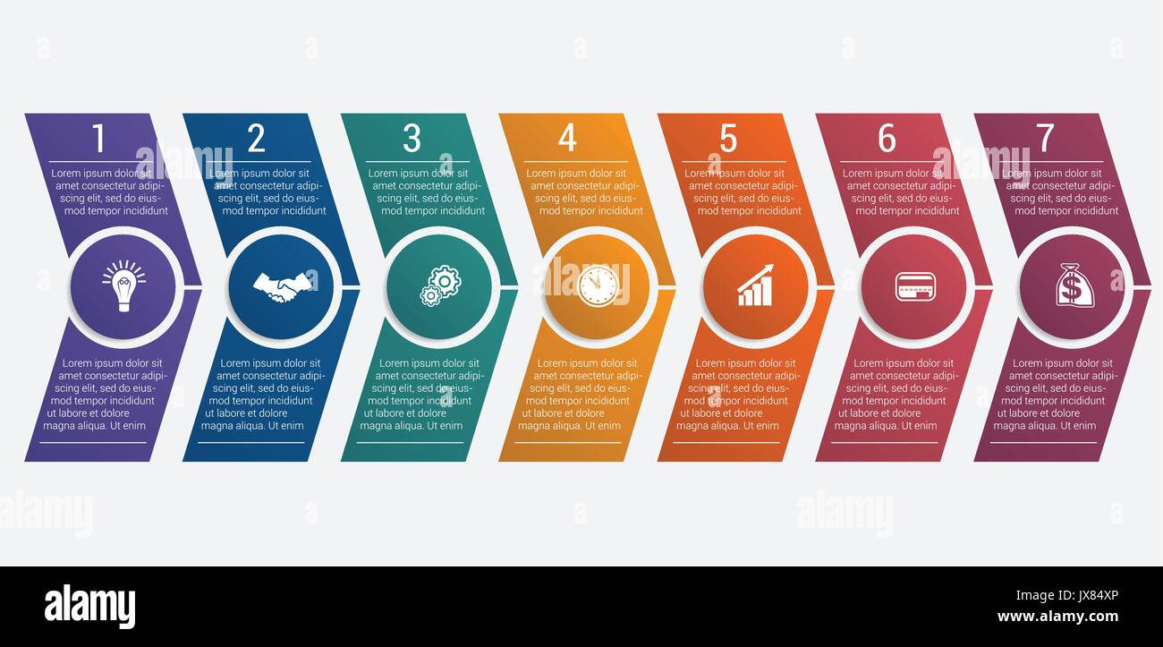 Horizontal numbered color arrows with text template infographic for ...