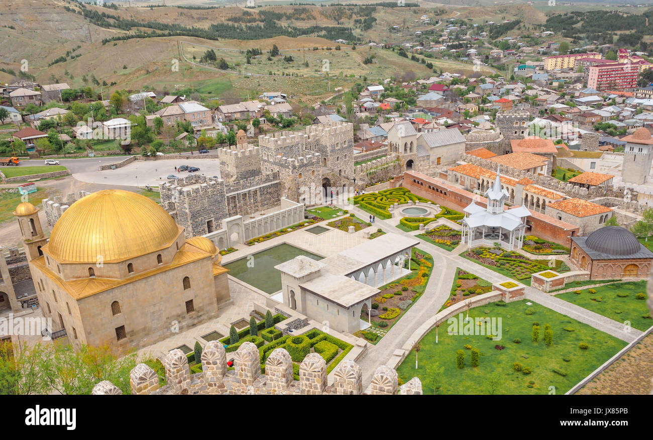 View from the Jakeli Castle to the Ahmediye Mosquein in Akhaltsikhe ...