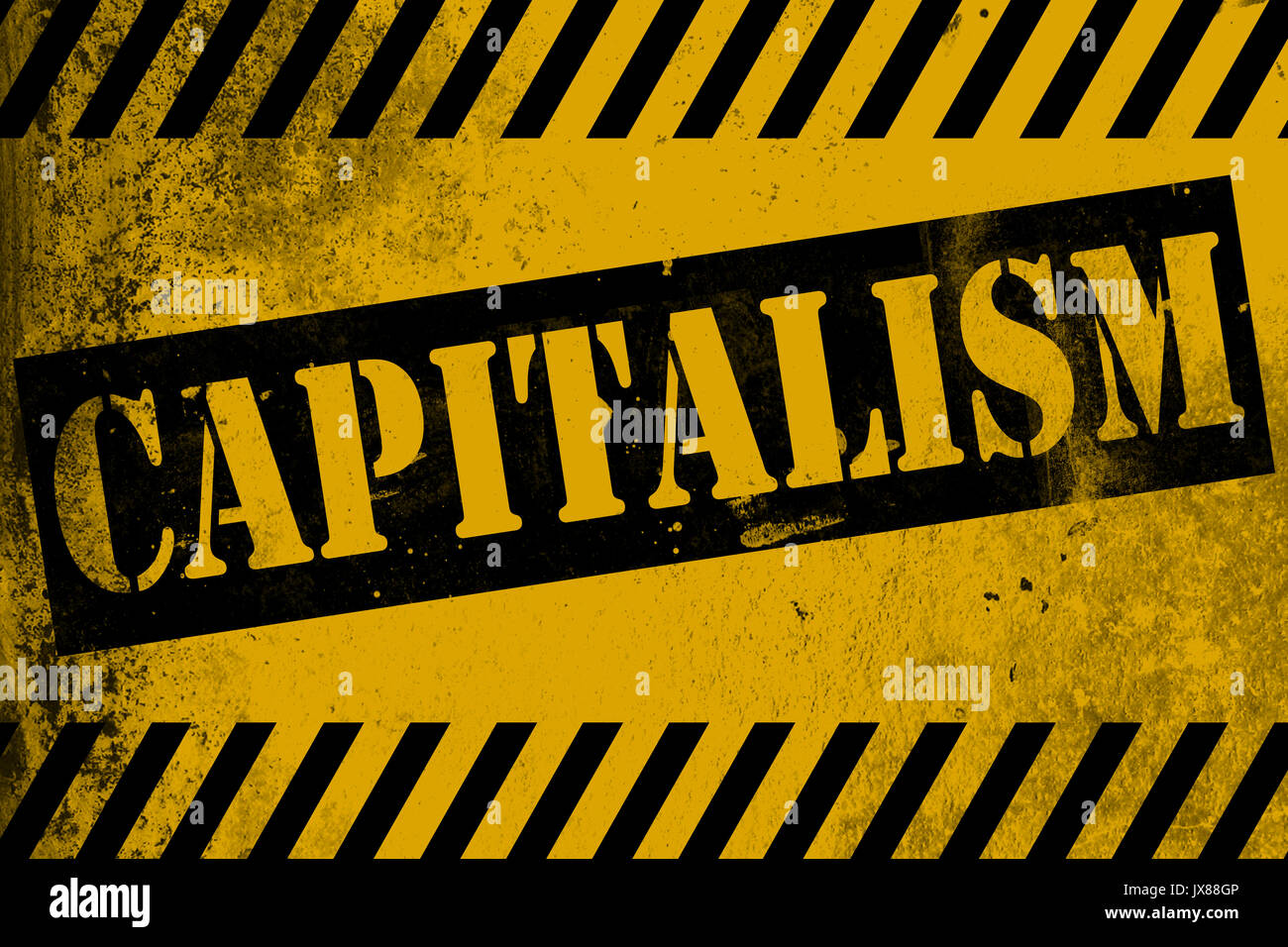 Capitalism sign yellow with stripes, 3D rendering Stock Photo - Alamy