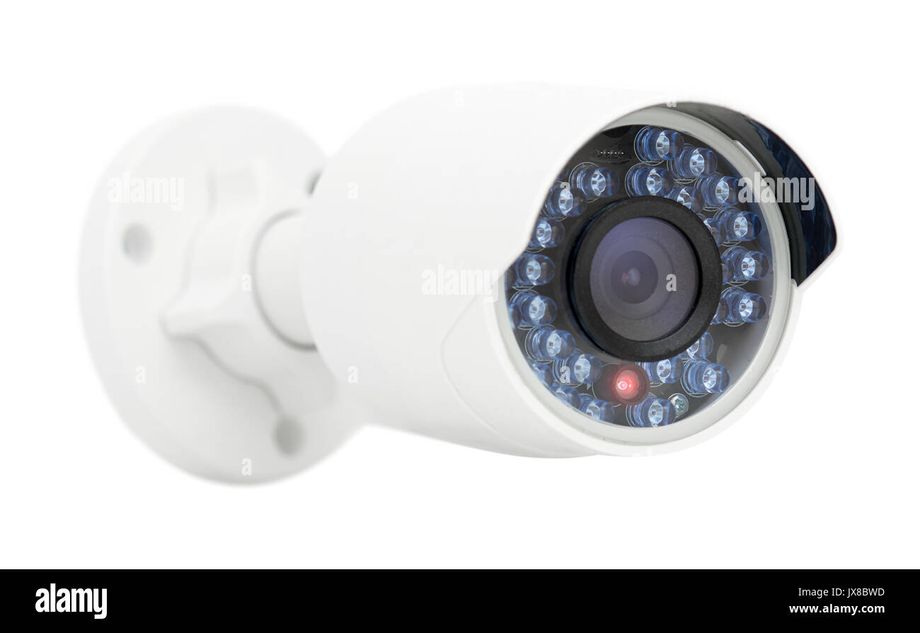 CCTV security camera, closeup photo, isolated object on white Stock ...
