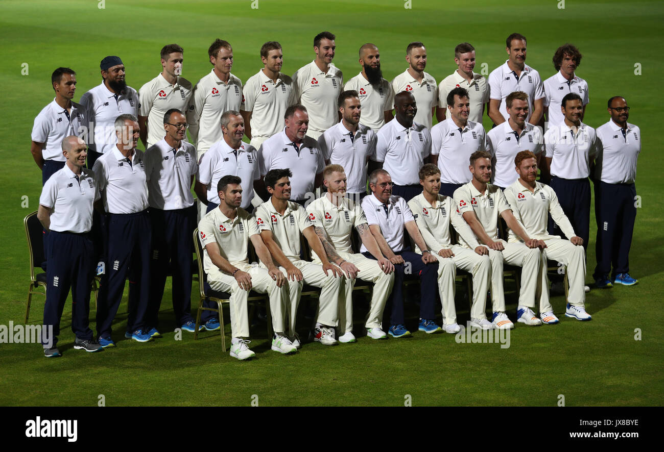 The England team pose for a team photo during the training session at ...