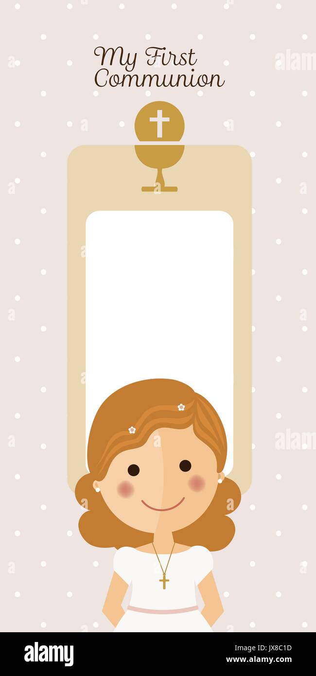 Girl communion with message and dots background Stock Vector Image ...