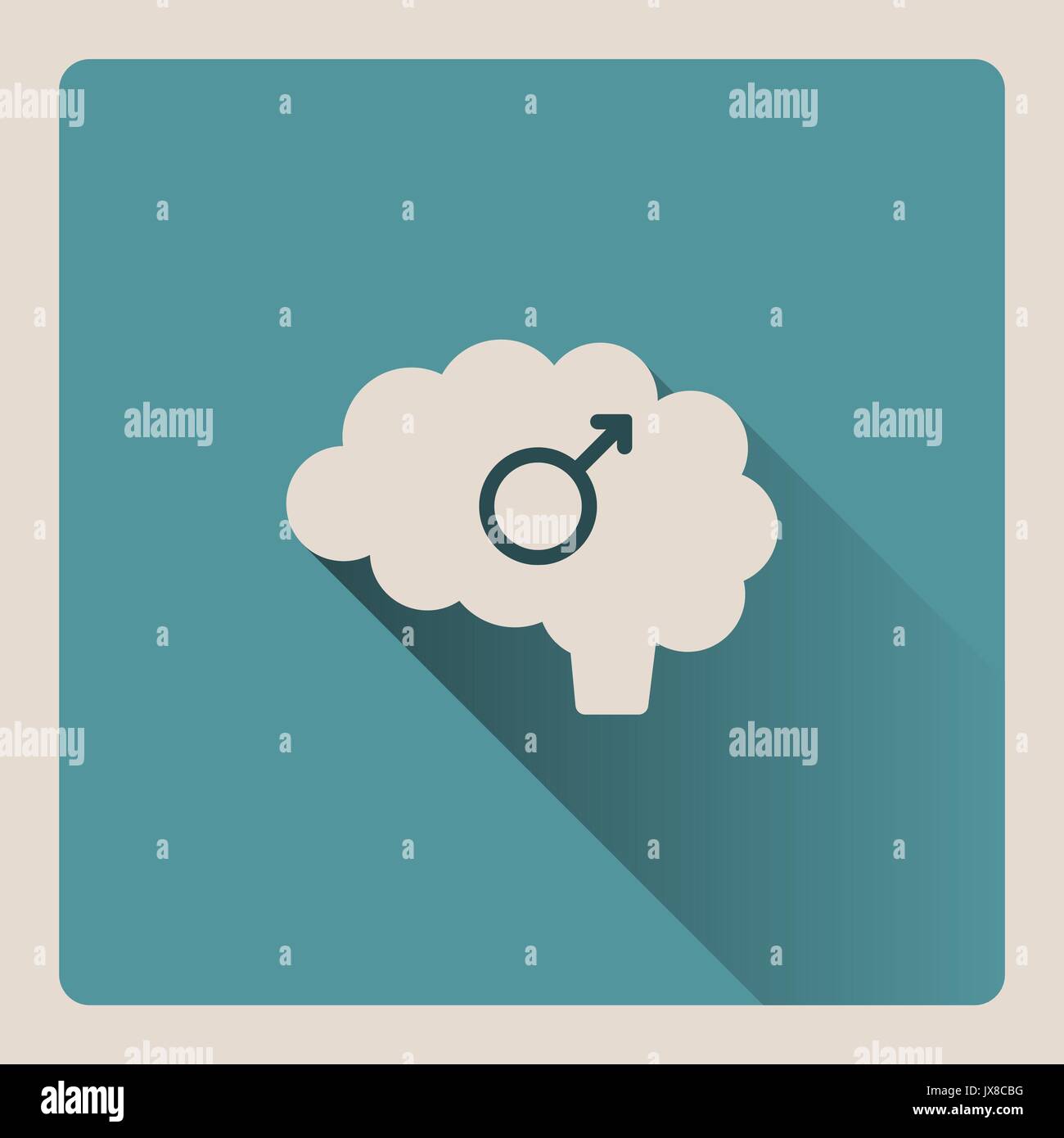 Male brain illustration on blue square background with shade Stock ...