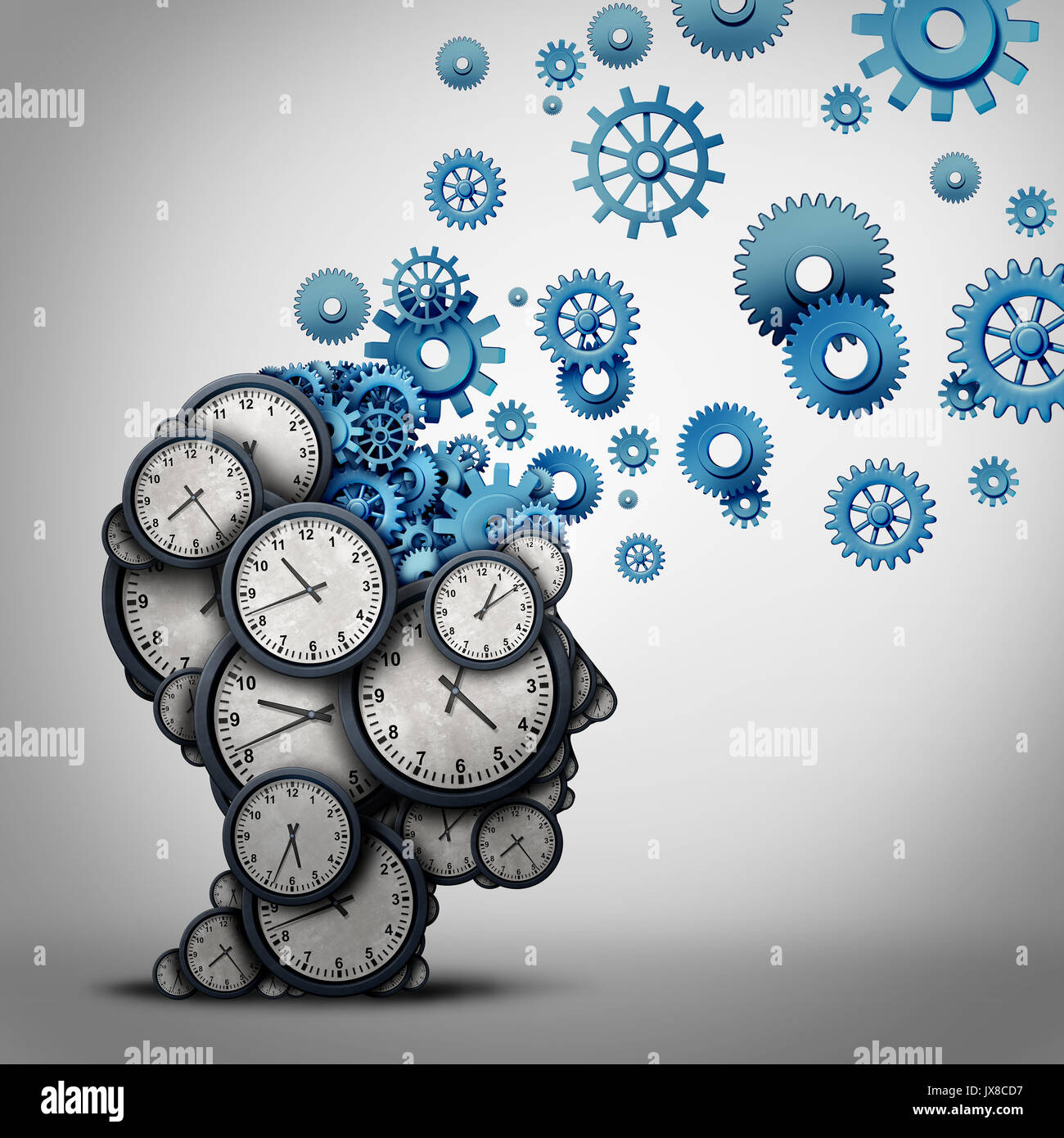 Business time planning thinking concept as a group of clock objects ...