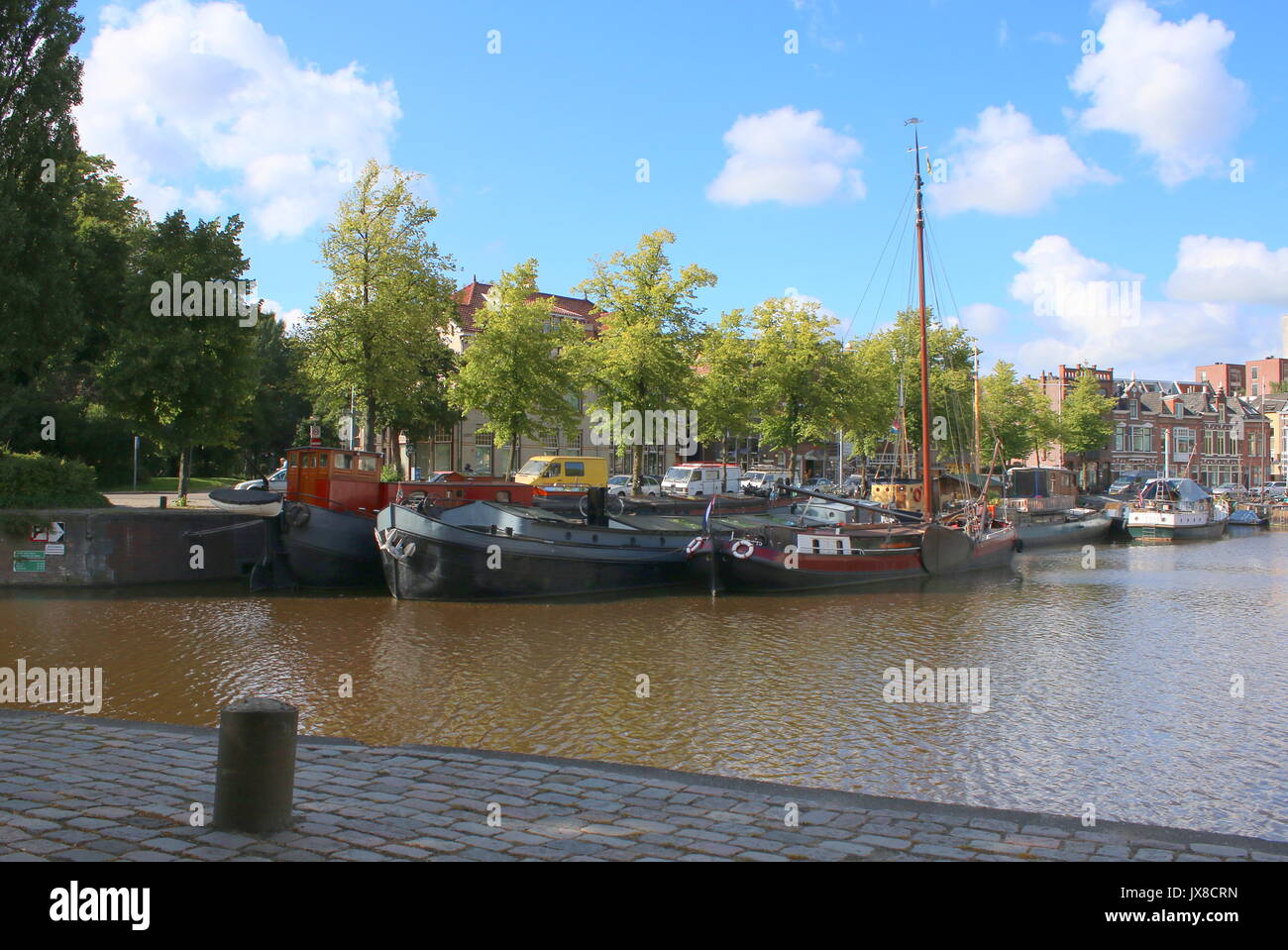 Noorderhaven canal (Northern Harbour) in Groningen, The Netherlands at ...