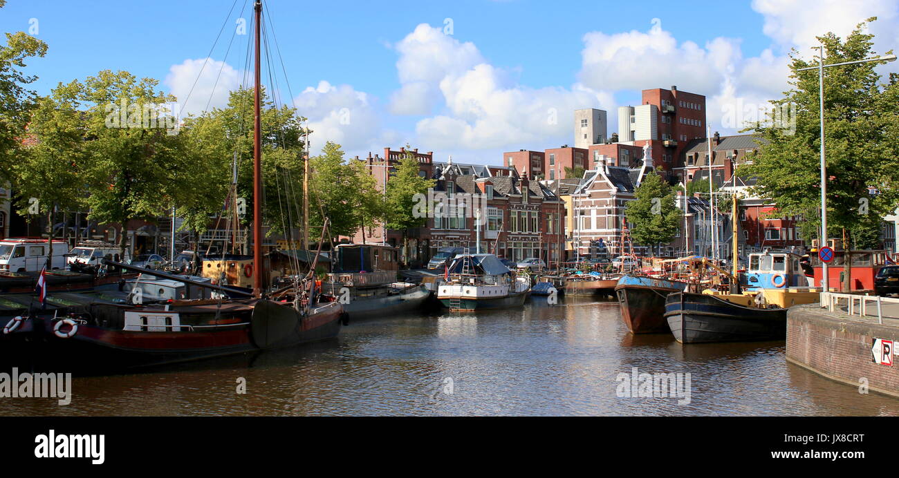 Noorderhaven canal (Northern Harbour) in Groningen, The Netherlands at ...