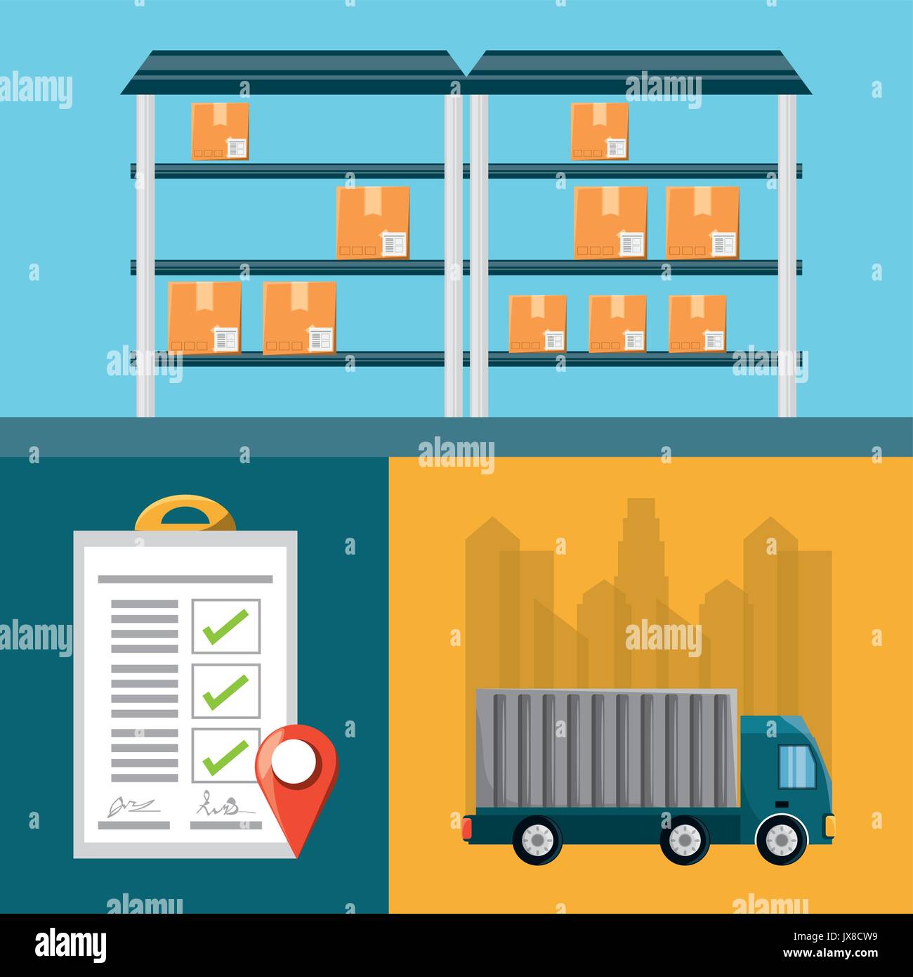 warehouse checklist and cargo truck Stock Vector Image & Art - Alamy