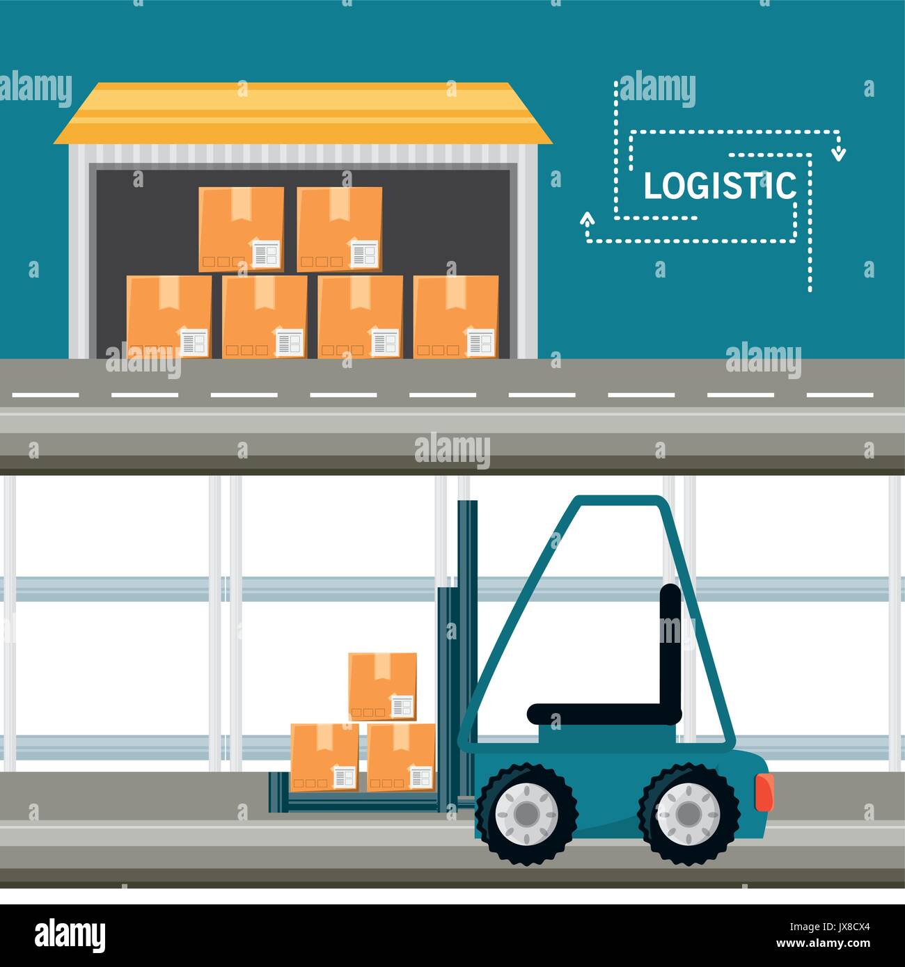 warehouse with boxes for shipping and stackers Stock Vector Image & Art ...